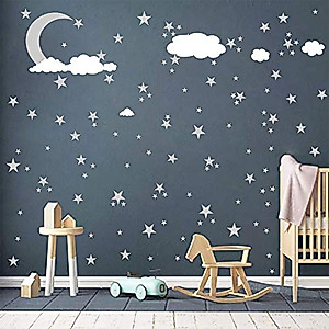 Clouds Wall Decals Moon and Stars Wall Decal Kids Wall Decals Wall Stickers Peel and Stick Removable Wall Stickers Kids Room Decoration Good Night Nursery Wall Decor