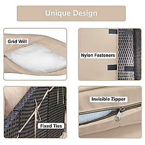 Kimunuk Outdoor Furniture Replacement Cushions, 5" Foam Foam High-Density, Fits 6-seat Sectional Rattan Conversation Set, 14 Piece Patio Water-Resistant Replacement Sofa Cushions, Liner&Cover