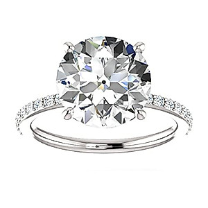 4 CT European Colorless Moissanite Engagement Ring 925 Sterling Silver, 10K 14K 18K Solid Gold Wedding Band Eternity Solitaire Ring Vintage Antique, Anniversary, Promise Gift Her (Cubic-Zirconia)