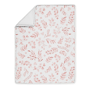 Sweet Jojo Designs Blush Pink and White Floral Leaf Baby Girl Nursery Crib Bedding Set Boho Chic Bohemian Watercolor Botanical Flower Woodland Tropical Garden Leaves Pastel Light Pink Nature Bloom 4pc