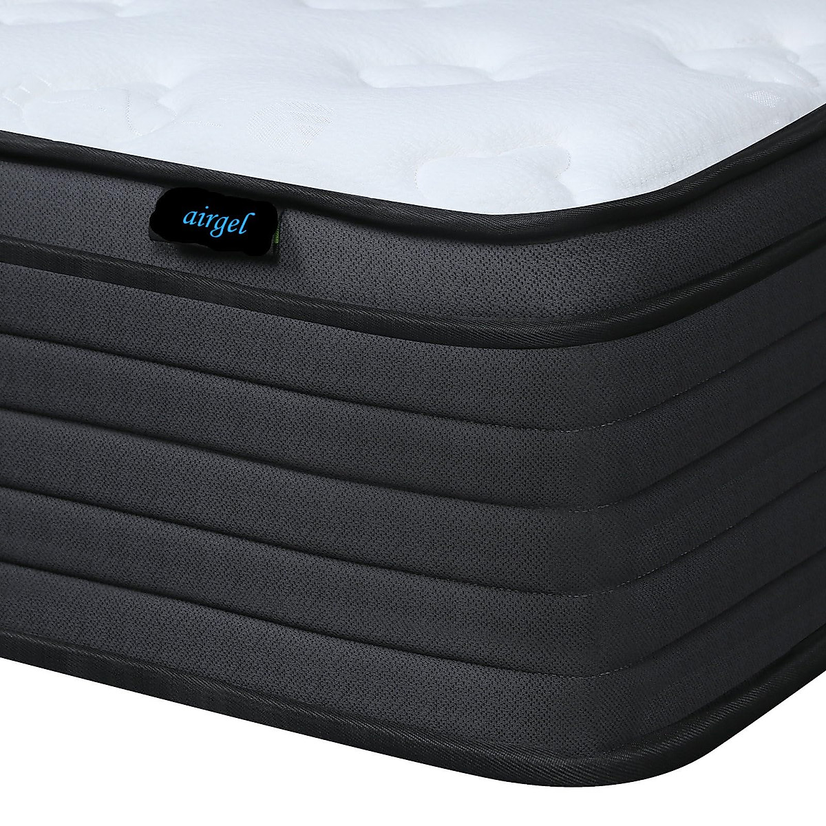 Mielmoon & Elegance Hybrid Mattress Heavy Duty Support-Firm Premium Luxury Motion Isolation/White-Black Natural Latex/Back Pain Relief, Made in USA (Firm,Full XL)