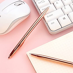 LONGKEY 3 Pack Slim Gold Ballpoint Pens Black Ink 1 mm, Great Gift for Business Office Students Teachers Wedding Christmas (Rose Gold)