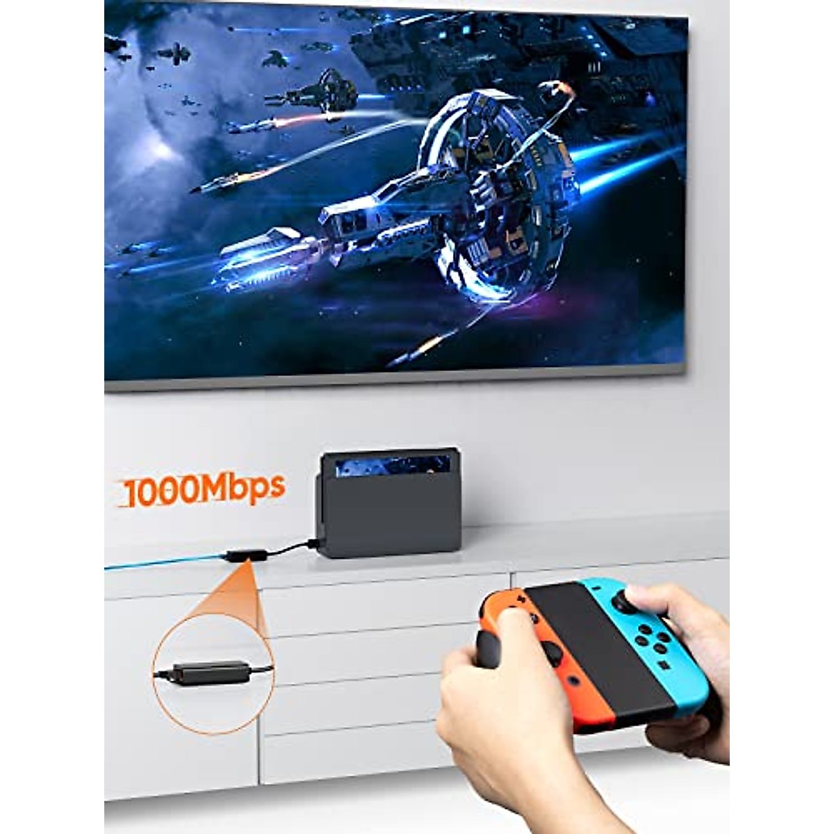 USB to Ethernet Adapter, CableCreation USB 3.0 to 10/100/1000 Gigabit Wired LAN Network Adapter Compatible with Nintendo Switch, Windows, MacBook, macOS, Mac Pro Mini, Surface Pro, Laptop, PC and More