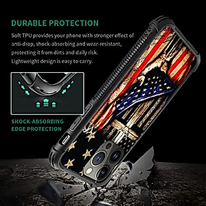 DAIZAG Case Compatible with iPhone 14 Pro Max, Wooden Cross Power American Flag Case for iPhone 14 Pro Max Cases for Man Woman, Protection Shockproof Anti-Scratches TPU Case Cover