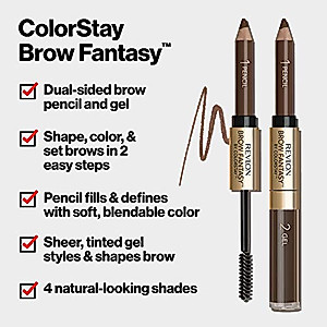 Eyebrow Gel & Pencil by Revlon, ColorStay Brow Fantasy 2-in-1 Eye Makeup, Longwearing with Precision Tip, 108 Light Brown, 0.04 Oz
