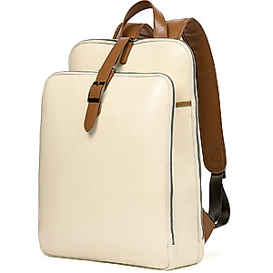 CLUCI Womens Backpack Purse Genuine Leather 15.6 Inch Laptop Vintage Travel Large Business College Shoulder Bag Vintage Yellow