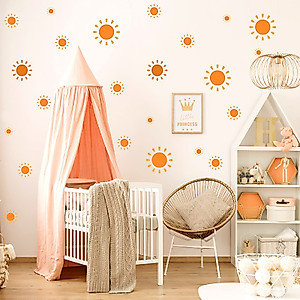 66 Pieces Sun Wall Decals Sunshine Boho Wall Art Decal Nursery Bedroom Decorations Wall Decor Stickers Peel and Stick Removable Modern Wallpaper for Kids Boy Girl Rooms Nursery Bedroom Decorations