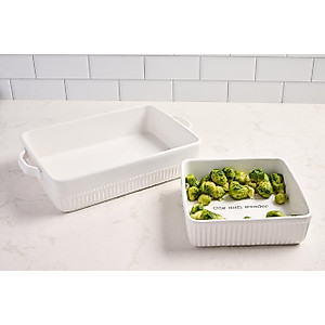 Mud Pie, White, Circa Baker Set, small 8" x 9" | large 9" x 13"