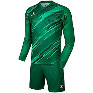 KELME Men's Soccer Goalie Jerseys,Padded Goalkeeper Kit,Youth Goalie Shirt and Pants with Socks Red X-Small