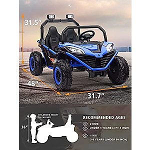 OTTARO 24V 10AH Ride on UTV Cars 2 Seater, Electric Cars Vehicles for Kids Teens,Metal Frame,EVA Wheels, 2x200W Powerful Motors, 20” Large 2 Seats, Bluetooth, Remote Control, Max Speed 4.7Mph(Blue)