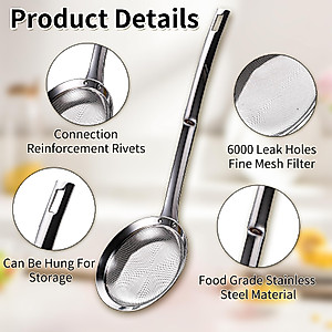 Stainless Steel Fine Mesh Strainer, Set of 3 Sizes Fine Mesh Sieve for Kitchen Cooking, Long Handle Food Strainer Steel Colander (Set of 3 Sizes)