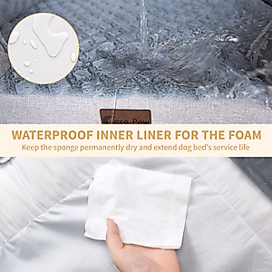 Casa Paw Orthopedic Dog Beds for Large Dogs, Waterproof Memory Foam Large Sized Dog Bed with Sides, Non-Slip Bottom and Egg-Crate Foam Big Dog Bed with Removable Washable Cover(Large,Light Grey)