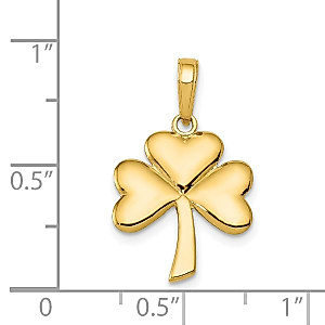 IceCarats 14K Yellow Gold Lucky Clover Leaf Shamrock Flower Necklace Heart Claddagh Celtic Charm Pendant Irish Jewelry 25mm x 15mm Only