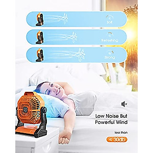 Drchop Portable Fan Rechargeable, 10400mAh Battery Operated Powered Fan, Outdoor Camping Fan with Light & Hook, Personal USB Desk Fan, for Bedroom, Table, Home, Office, Tent, Travel (Classic Orange)
