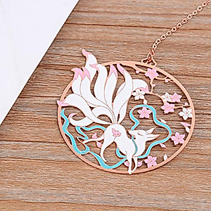 TOYANDONA 1pcs Metal Bookmark, Beautiful Vintage Bookmarks with Tassels for Women Reader Gift (Nine-Tailed Fox)