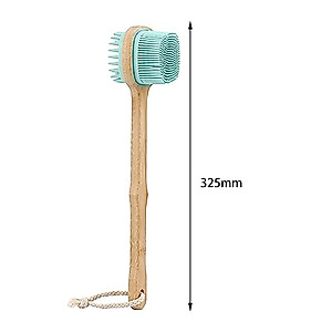 Kokiya Shower Brush Back Scrubber,Dual Sided Long Handle Back Scrubber,Bath for Body Shower, Blue, 32.5cmx7.1cm