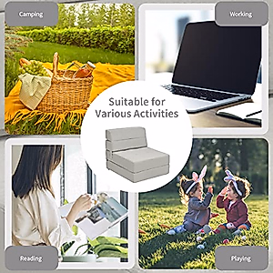 Casart Sofa Bed Tri-Fold Portable Sleeper Folding Memory Foam with Washable Cover Guest Chaise Lounge Padded Cushion Guest Sleeper Chair (Gray)