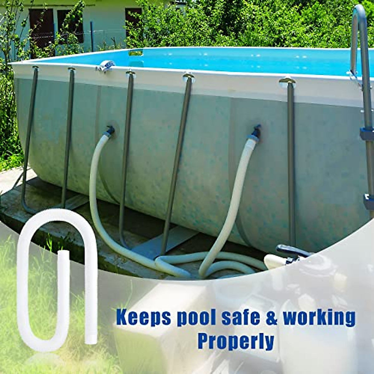 1.5 Inch Pool Hose for Above Ground Pools Diameter Pool Pump Replacement Hose 59 Inch Length Swimming Pool Hose with Hose Clamps (16 Pcs)