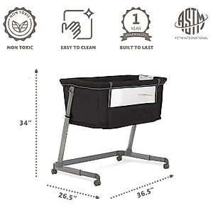 Dream On Me Waves 3-in-1 Baby Bassinet, Bedside Sleeper and -Playard, Seven Adjustable Height Position, Lightweight and Portable Bedside Bassinet, JPMA Certified