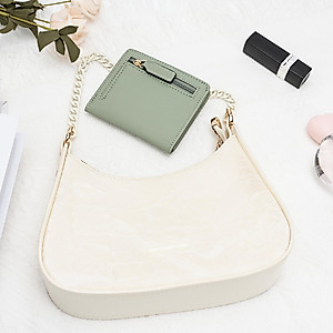 Gostwo Small Wallet for Women, Bifold Card Holder Rfid Wallet Women Genuine Leather with ID Window(CypressGreen)