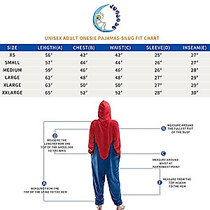 COSUSKET Snug Fit Adult Onesie Pajamas, Halloween Flannel Mens Cosplay Cartoon One Piece Costume Blue/Red