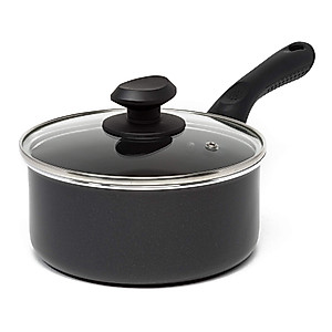 Ecolution Easy to Clean, Comfortable Handle, Even Heating, Dishwasher Safe Pots, 2-Quart Sauce Pan, Black