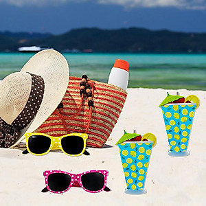 Kirmoo 4 Pieces Beach Towel Clips for Beach Pool & Cruise Chairs Cocktail Sunglasses,Plastic Clothes Pins Beach Towel Holders Secure Clips Set of 4 (Cocktail and Sunglasses)