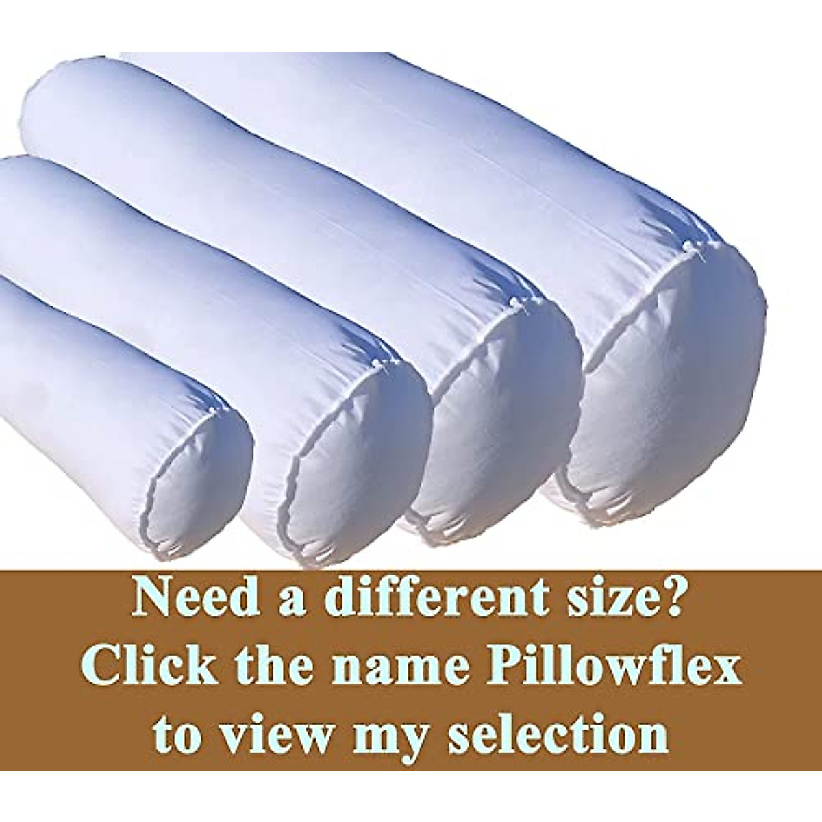 Pillowflex Bolster Pillow - 8" x 20" - Plush Polyester-Filled Insert for Decorative Shams - Comes in a Poly-Cotton Shell - Odorless, Lint, and Dust-Free, No Lumps Stuffing for Pillows (White, Round)