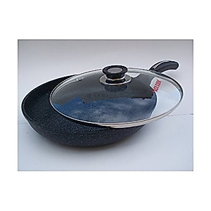 Ceramic Marble Coated Non Stick Cast Aluminium Fry Pan with Lid, 20 cm (8 inches)