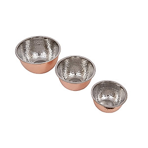 Creative Co-Op Hammered Stainless Steel Bowls in Copper Finish (Set of 3 Sizes)
