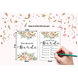 How Old Was The Bride-To-Be Bridal Shower Games - Floral Wedding Shower Games - Bachelorette Party Games - Engagement Party Game - bridal shower, or girls` night out - 30 Game Cards (a004 CNJ)