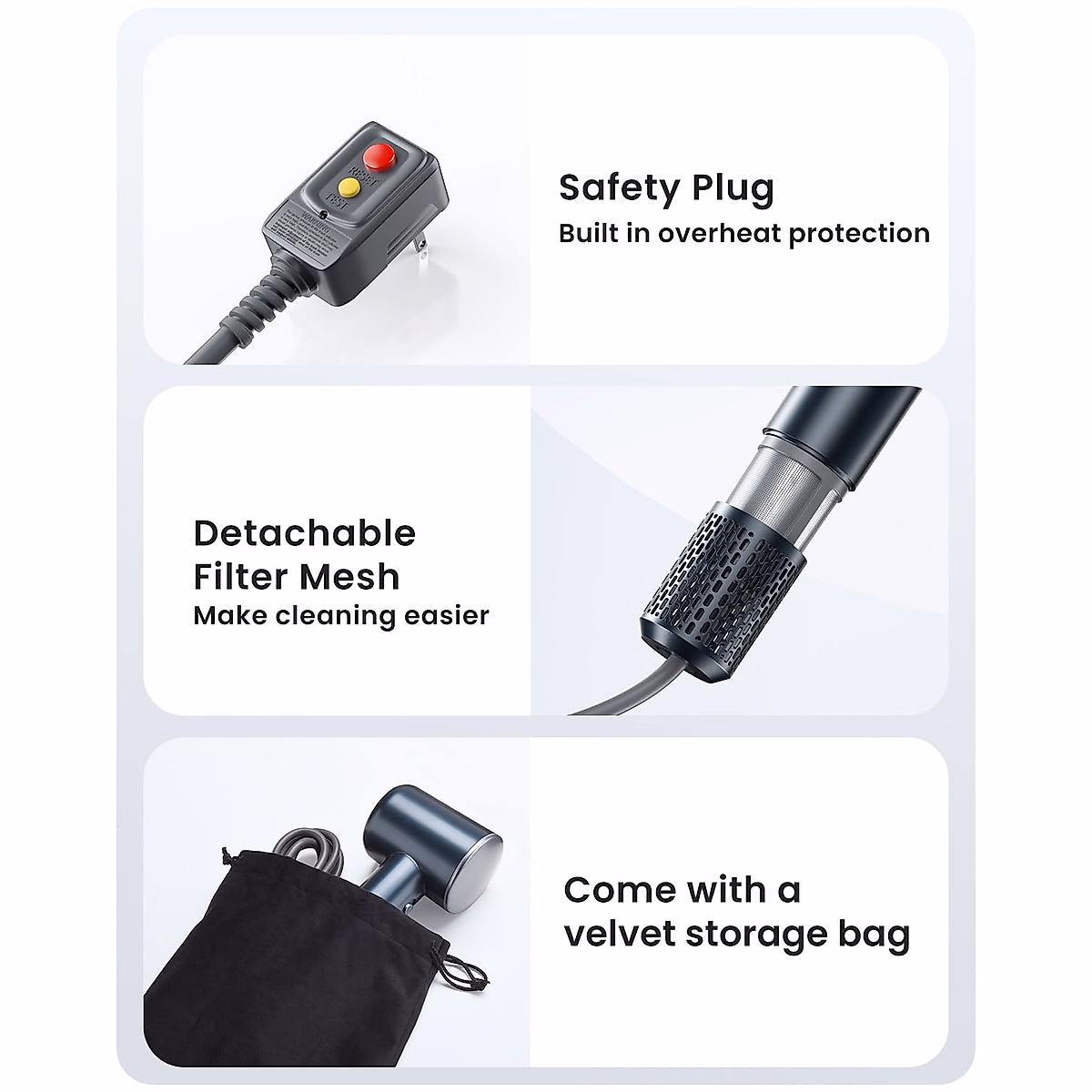 iDOO Hair Dryer with Diffuser for Women, Christmas Gifts, 1500W Blow Dryer for Curly Hair with 110,000 RPM High-Speed & 200 Million Neg Ions, Travel Hairdryer Blowdryer, Secadora de Pelo para Mujer