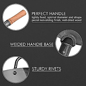 Hodebe Carbon Steel Wok Pan – 14 “ Woks and Stir Fry Pans - Chinese Wok with Round Bottom Pow Wok - Traditional Chinese Japanese Woks - Black Steel Wok