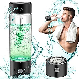 MOVOCA Upgrade Hydrogen Water Bottle, 3Min 2200PPB Hydrogen Water Bottle Generator -SPE PEM Tech, 14OZ Portable Hydro Water Bottle Machine, Birthday Xmas Gift for Husband, Wife, Family, Friends,Travel