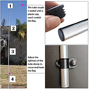 2 Packs Swooper Flag Pole with 2 Packs Ground Stake,12 Feet Complete Feather Flag Pole Kit for Business Advertising Flags, Portable Black Travel Bag Packed (Silver)