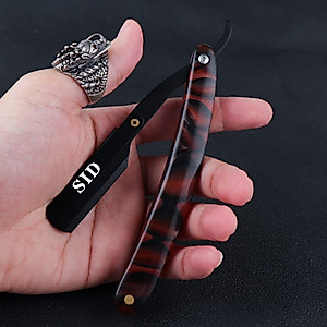 SID Professional Straight Edge Razor Close Shaving Men's Manual Shaver Safety Professional Barber Straight Edge Razor with 100-Pack Blades - 100 Percent Stainless Steel (red) (YKL)