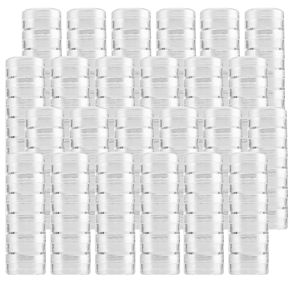 MUKLEI 10 Sets 6 Layer Cylinder Stackable Plastic Bead Containers, 10G/10ML Stackable Round Plastic Containers Makeup Sample Containers for Buttons, Beads, Small Items