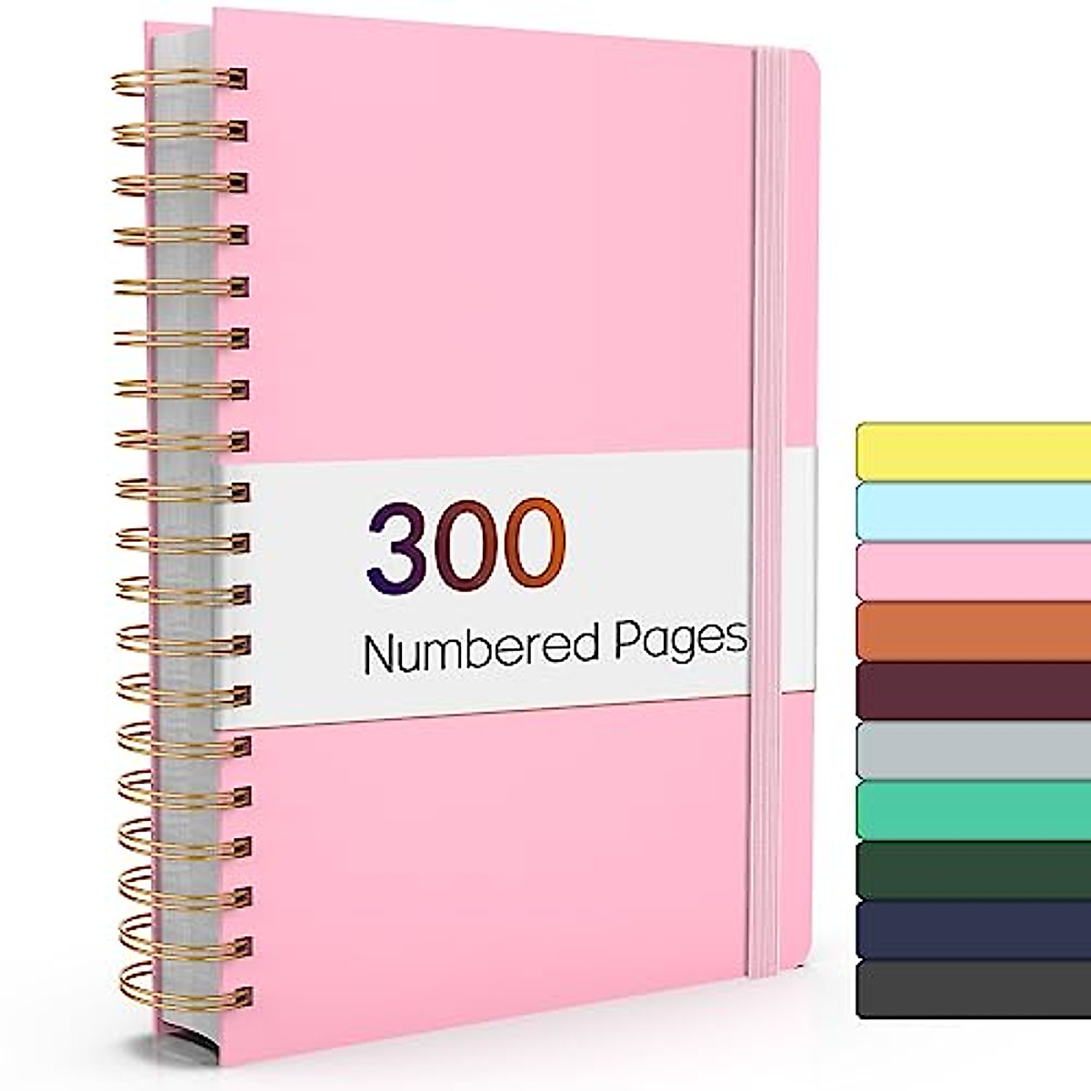 Forvencer Lined Spiral Journal Notebook with 300 Numbered Pages, B5 College Ruled Thick Journals for Writing with 100GSM Paper, Hardcover Notebooks with Contents for Work, School, Women, Men, Pink