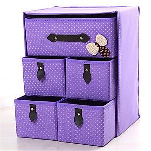 PILER Foldable Storage Box Bra Underwear Closet Organizer Drawer Divider Kit Set of 5 Dark Containers Divider with Drawers （blue）