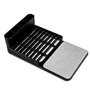madesmart Dish Rack, Drying Stone Collection, Accelerates Moisture Evaporation, Natural & Mineral Materials, Non-Slip Base, Carbon