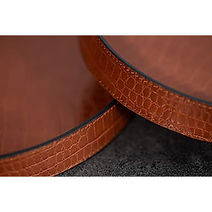 Cockatoo Faux Leather Round Tray, Decorative Coffee Tray for Ottoman, Living Room & Modern Home Decor (Medium/9", Arabian Spice)