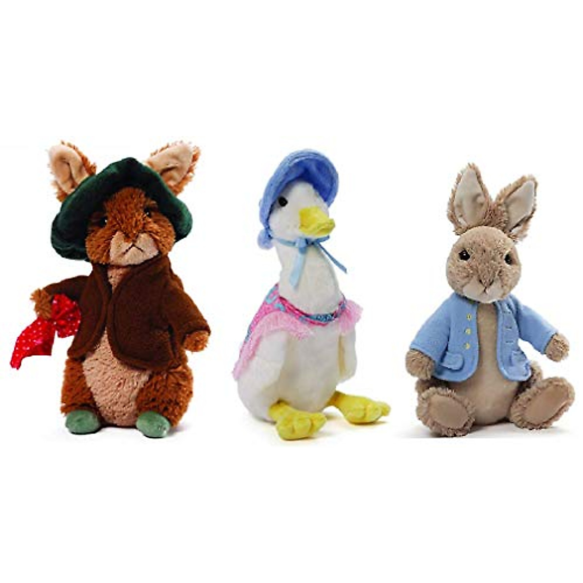 GUND 3 Piece Nursery Tale Stuffed Animal Bundle, Peter Rabbit, Benjamin Bunny and Jemima Puddle Duck
