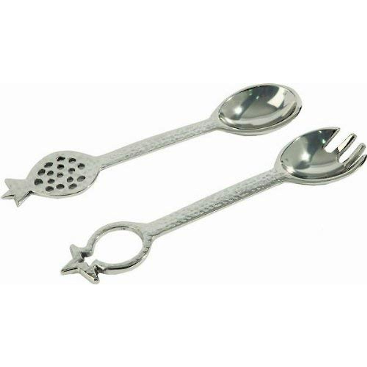Yair Emanuel | Aluminum Serving Spoon Fork Set | Pomegranate Design| SPM-1