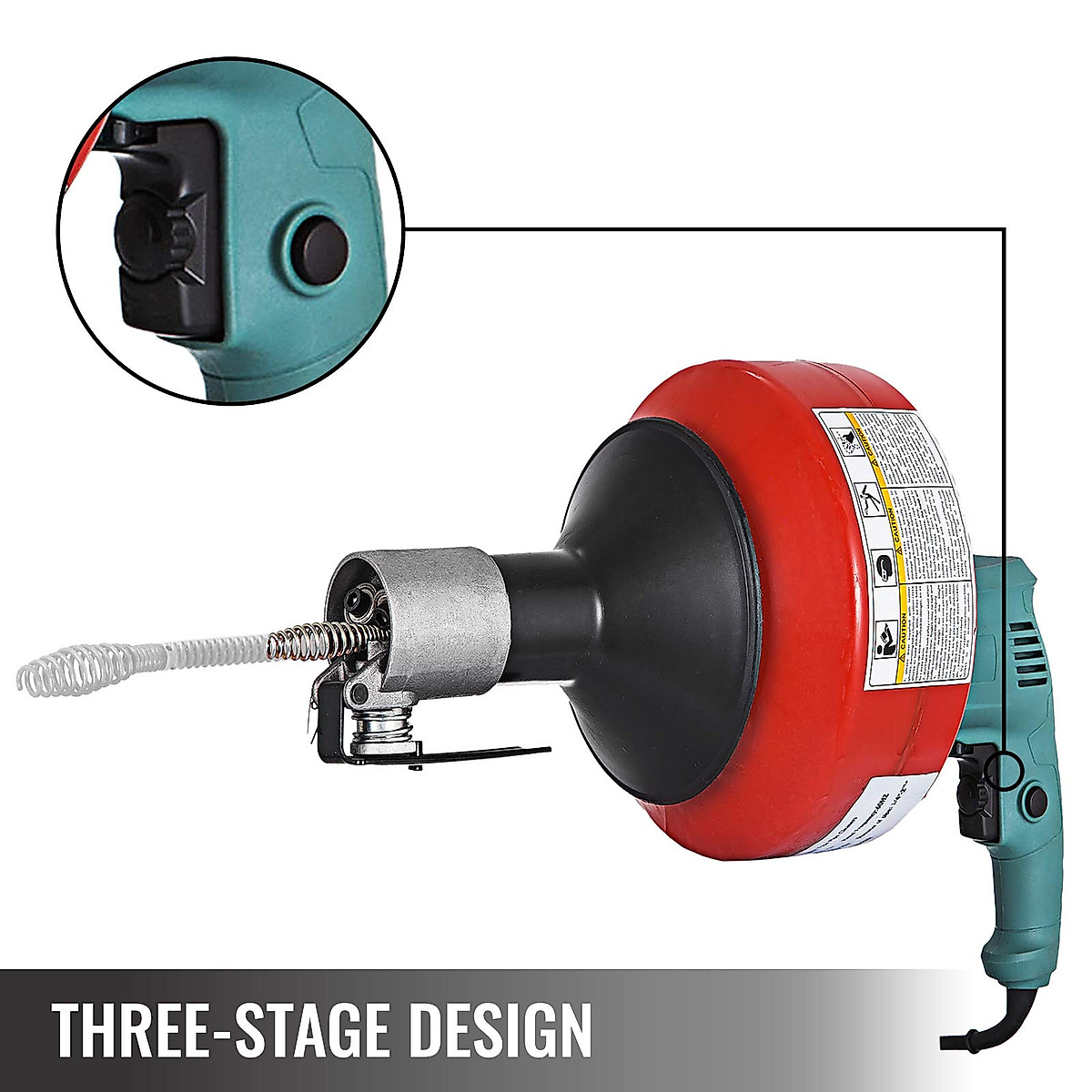 VEVOR 26FTx1/3Inch Electric Drain Auger, Plumbing Snake Drain Clog Remover Tools, Drain Cleaner Machine for Toilet, Sewer, Bathroom, Sink and Shower