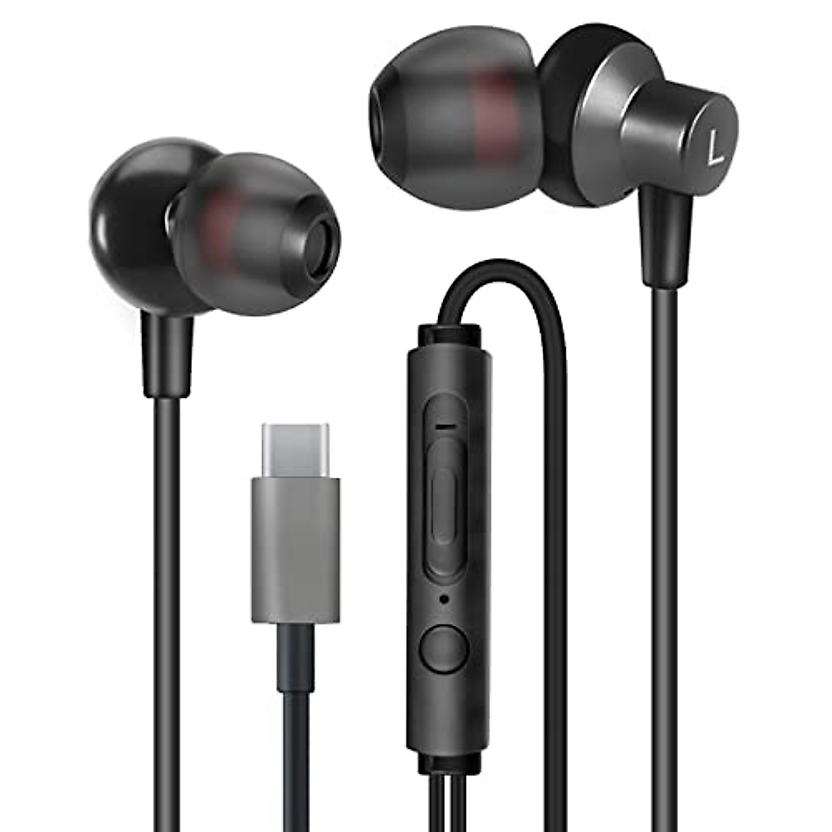 MAS CARNEY TI3 Wired USB Type C Headphones, USB C Earbuds, in-Ear Earphones with Microphone for Samsung S20, Huawei P30 P40, Oppo, Honor, Google Pixel and Other Smartphones with Type-C Interface