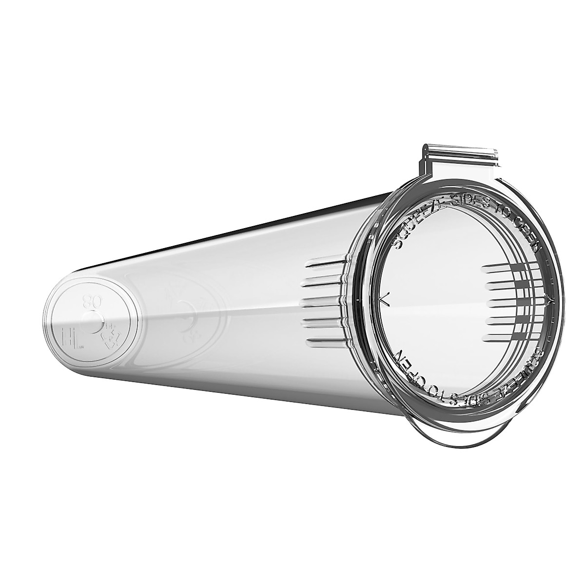 Dragon Chewer 80mm CR Premium Plastic Packaging Pop Top Tubes – Bulk Child Resistant Travel Holder Vial Sample Containers Mini Storage Strong Seal Squeeze Cap – 1,150 Qty (Clear)