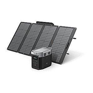 EF ECOFLOW Solar Generator DELTA 1260Wh with 160W Solar Panel, 6 X 1800W (3300W Surge) AC Outlets, Portable Power Station for Outdoors Camping RV High-Power Appliances Emergency