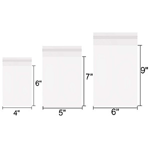 800 PCS Clear Re-sealable Cello/Cellophane Bags 3 Sizes with 4×6, 5×7, 6×9 Inch Good for Bakery, Snacks, Candle, Soap, Cookie, Jewelry, Cards