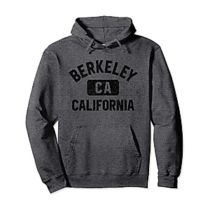Berkeley CA California Gym Style Gray w Distress Black Print Pullover Hoodie