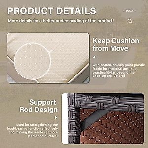 Valita 3 Piece Patio Set Outdoor Furniture Set Patio Conversation Sets Outdoor Sectional Sofa Patio Loveseat Coffee Table with Non-Slip Cushions,Khaki